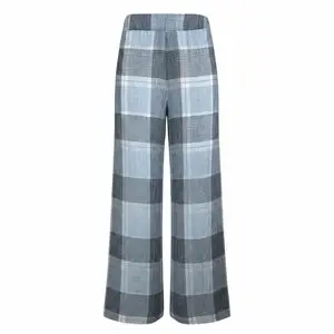 SNIDER Plaid Italian Gauze Linen Wide Leg Pants