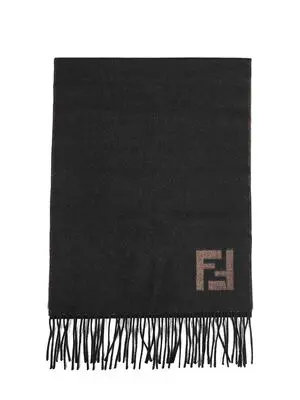 Fendi Silk Black And Sand Two-tone Wool And Cashmere Scarf - Multicolor