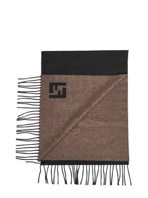 Fendi Silk Black And Sand Two-tone Wool And Cashmere Scarf - Multicolor
