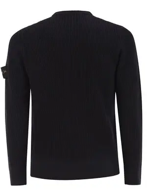 Stone Island Crew-neck Rws Wool Jumper With Ribbed Edges - Blue