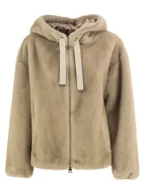 Herno Faux Fur Hooded Jacket - Cream
