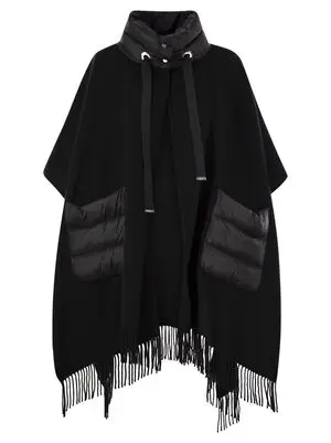 Herno Poncho In Ultralight Nylon And Wool-cashmere Blend - Black