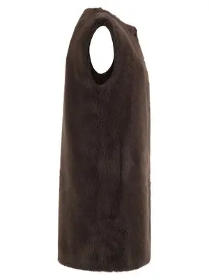 Herno Long Faux Fur-effect Gilet - Brown