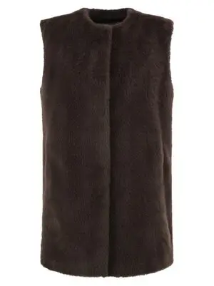 Herno Long Faux Fur-effect Gilet - Brown