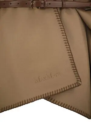 Max Mara Mxacolomba Pure Virgin Wool Cape With Leather Belt