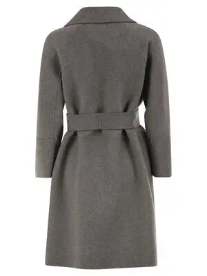 Max Mara Arona Virgin Wool Belted Coat - Gray