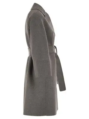 Max Mara Arona Virgin Wool Belted Coat - Gray