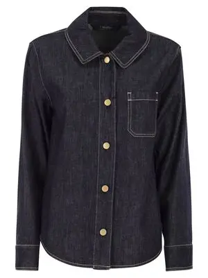 MAX MARA S Max Mara Cotton Denim Shirt With Gold Stud Buttons
