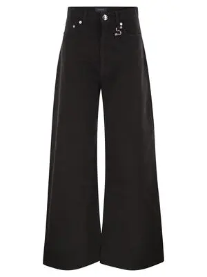 Sportmax SPORTMAX Wide-Leg Cotton Denim Jeans With Signature Metal Detail Black