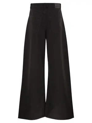 Sportmax Wide-leg Cotton Denim Jeans With Signature Metal Detail - Black