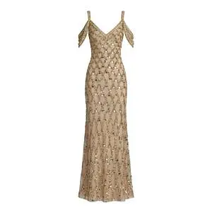 Mac Duggal Sequin Embellished V-neck Gown