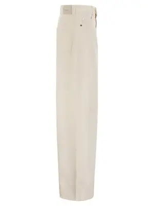 Sportmax Wide-leg Cotton Denim Jeans With Signature Detail - Cream