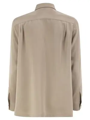 Max Mara Silk Shirt With Embroidered M Logo - Cream