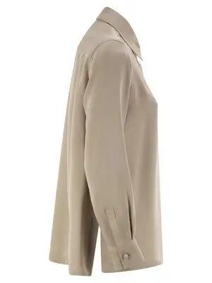 Max Mara Silk Shirt With Embroidered M Logo - Cream