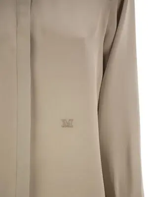 Max Mara Silk Shirt With Embroidered M Logo - Cream