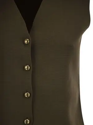 Max Mara Viscose Knit Waistcoat With Gold-tone Buttons - Yellow