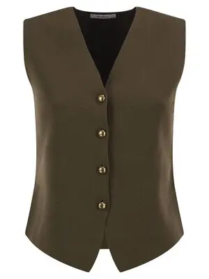 Max Mara MAX MARA Viscose Knit Waistcoat With Gold-Tone Buttons Yellow
