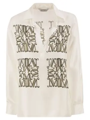 Max Mara Silk Monogram Print Shirt - Multicolor
