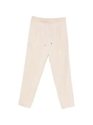 Brunello Cucinelli Beige Corduroy Trousers With Drawstring Waist - Multicolor