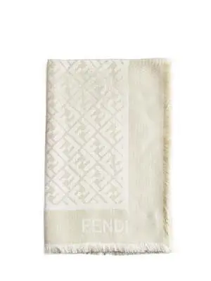Fendi Silk Ivory Organic Silk Shaw