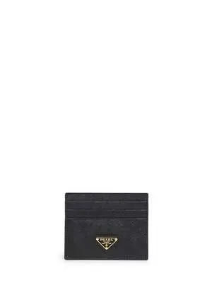 Prada Accessori Pelletteria Black Saffiano Leather Card Holder - Multicolor