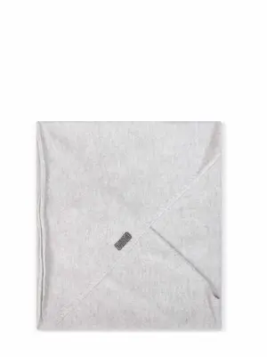 Brunello Cucinelli Pearl Grey Cashmere Scarf With Monili - Multicolor