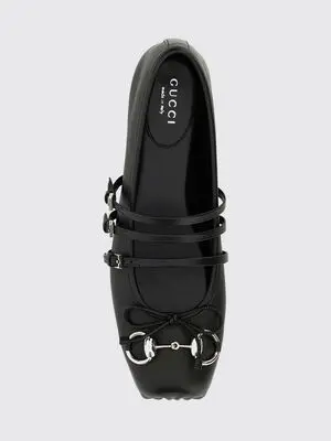 Gucci Lambskin Ballet Flats With Horsebit Detail - Black