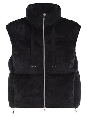 Herno Velvet-effect Padded Gilet - Black