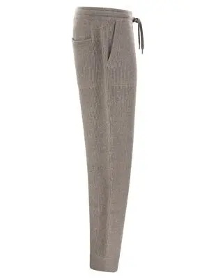 Brunello Cucinelli Cashmere Rib Knit Joggers With Drawstring