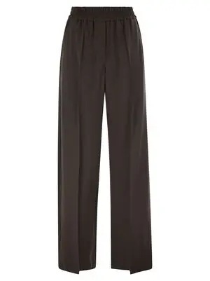 Brunello Cucinelli Stretch Virgin Wool Wide-leg Trousers - Brown