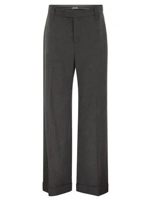BRUNELLO CUCINELLI BRUNELLO CUCINELLI Virgin Wool And Cashmere Tailored Trousers With Turn-Up Hem