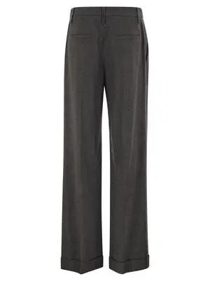 Brunello Cucinelli Virgin Wool And Cashmere Tailored Trousers With Turn-up Hem - Multicolor
