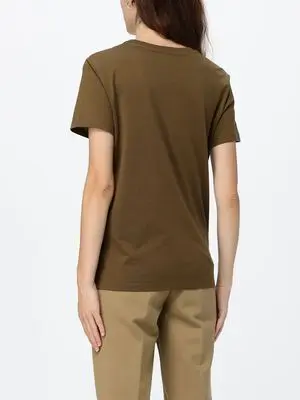 Max Mara Cotton T-shirt With Embroidered Pocket - Green