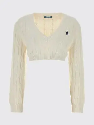 Prada Cable Knit V-neck Sweater - White