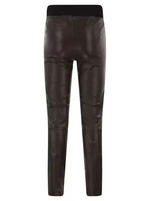 Brunello Cucinelli Skinny Fit Stretch Nappa Leather Trousers - Brown