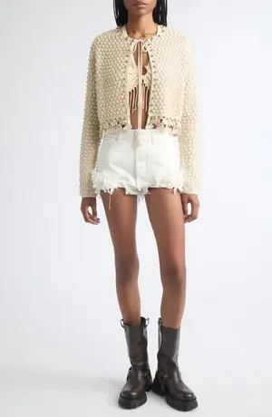 Rabanne Crochet Cardigan With Stud Embellishments