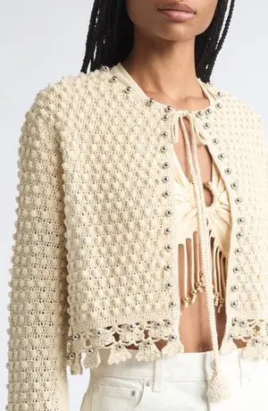 Rabanne Crochet Cardigan With Stud Embellishments