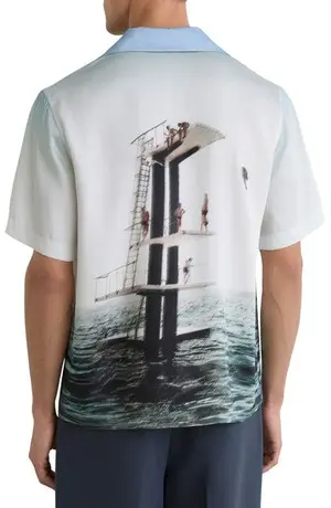 REISS Dive Print Camp Shirt