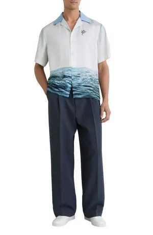 REISS Dive Print Camp Shirt