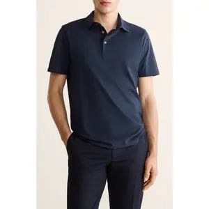 Mango Slim Fit Cotton Polo - Navy