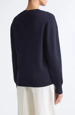 RÓHE Double V-neck Merino Wool Sweater - Navy