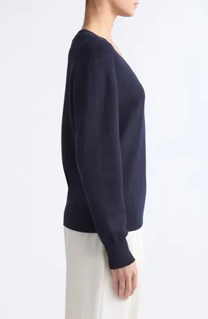 RÓHE Double V-neck Merino Wool Sweater - Navy