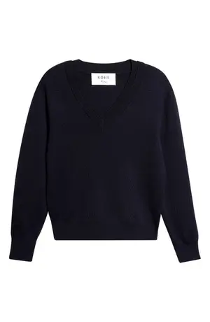 RÓHE Double V-neck Merino Wool Sweater - Navy