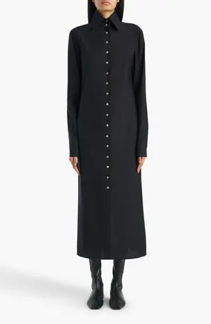 Khaite Ivanna Organza Midi Shirtdress - Black
