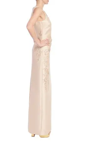 Badgley Mischka Floral Embroidered Column Gown