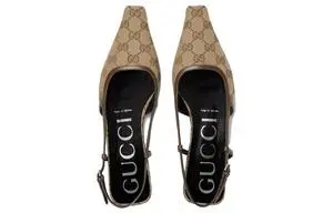 Gucci Gg Slingback Ballet Flat 'beige Ebony