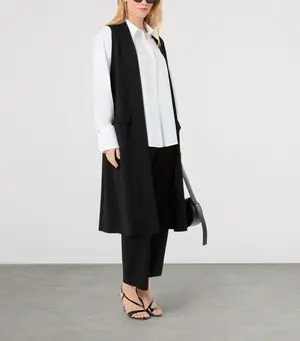 Marina Rinaldi Longline Sleeveless Belted Linen Waistcoat