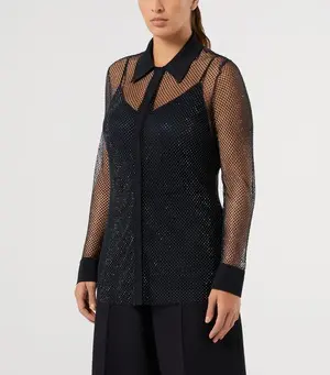 Marina Rinaldi Embellished Mesh Shirt