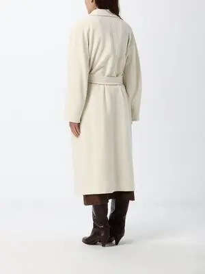 Max Mara Double Breasted Belted Coat - White