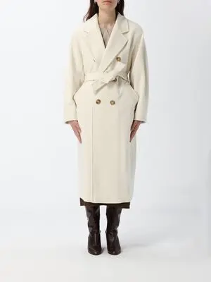 Max Mara Double Breasted Belted Coat - White